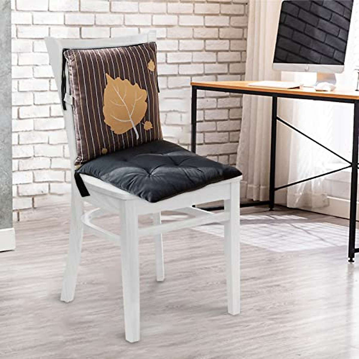 Scceatti Seat Cushions with Ties 2 in 1 Thick Outdoor Cushions for Chairs Square Seat Cushion Lumbar Cushion Backrest Integrated Office Seat Cushion for Office Dining Home Kitchen Garden Patio