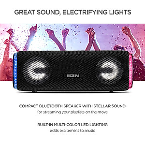 ION Audio Slam Jam-IPX7 Waterproof Bluetooth Speaker with Microphone, Rechargeable Battery, 15 Drum Sounds, Aux Input and USB Charge Port