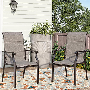 PHI VILLA 7 PCS Patio Dining Set, Outdoor Table Chair Set with Large Metal Table, 6 High Back Patio Chairs Include 4 Fixed and 2 Swivel Chair, Patio Furniture Dining Set for Patio Lawn Garden