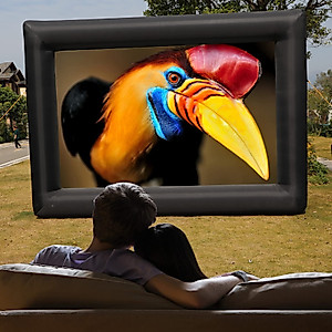 staelea 21ft Inflatable Projector Movie Screen for Outside and Indoor Theater Projector Screen，Supports Front and Rear Projection，Includes a Powerful Fan, Strapping, Repair Kit and Storage Bag