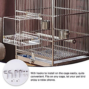 Saderoy Bird Bath Cage, No-Leakage Bird Bathtub with Hanging Hooks Cage Accessory for Small Bird Parrots Lovebirds Canary Portable Shower