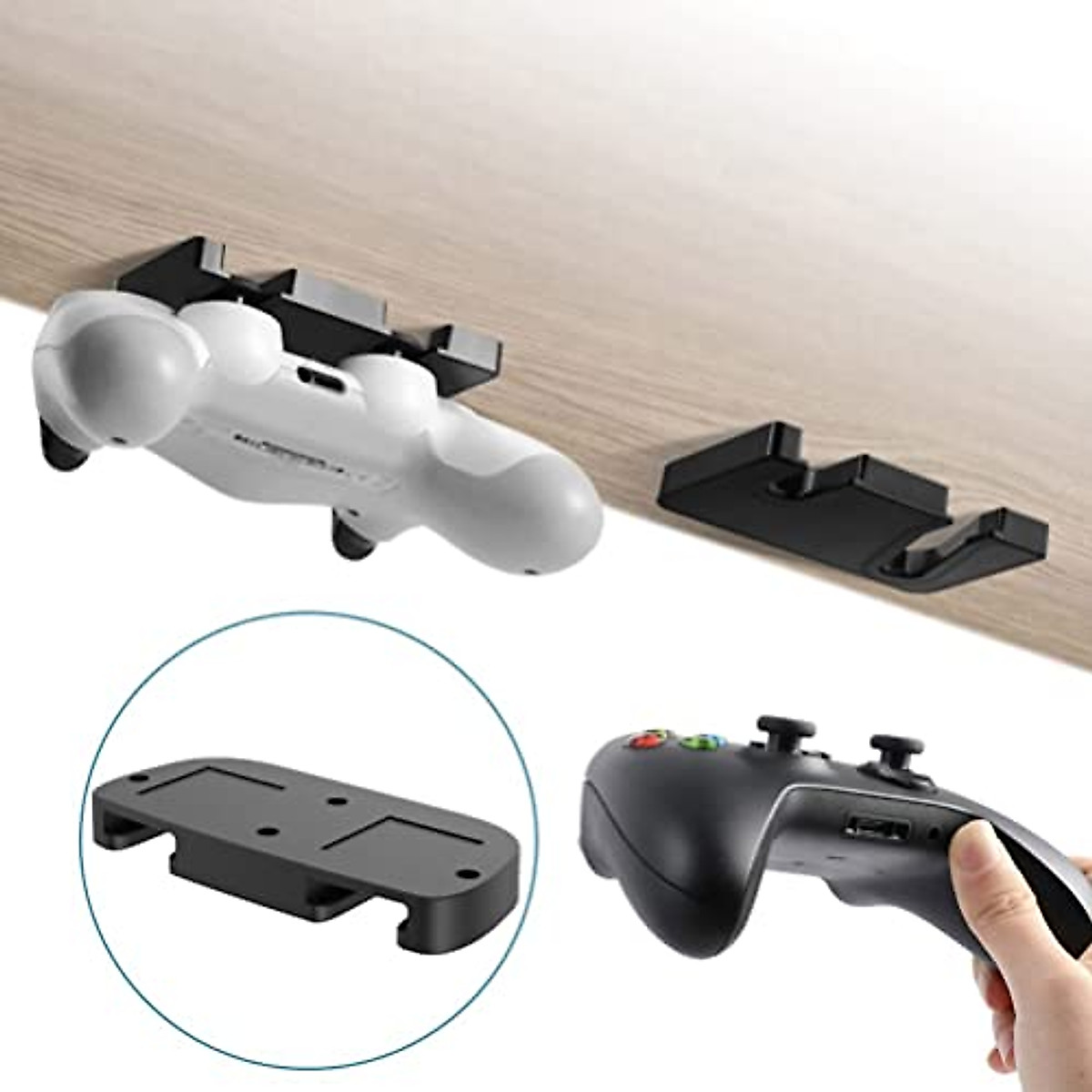 kekafu Game Controller Desk Mount Game Controller Holder Storage Rack Game Under Desk Storage Rack No Drilling Stick Under Desk Stand Hanger for Gaming Controllers