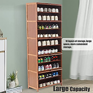 DYRABREST 10-Tier Shoe Organizer Cabinet with Cover Wood Shoe Cabinet Shoe Rack Tiered Storage with Sophisticated Handle and Extra Storage Platform for Home (10-Tier 70cm)