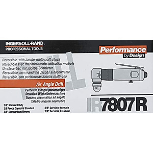 Ingersoll Rand 7807R 3/8” Reversible Air Angle Drill, Standard Duty, 1800 RPM, Quiet, Durable Jacobs Multi-Craft Chuck, Grease Plug