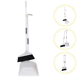 Lurrose Broom and Dustpan Set Broom with Dustpan Combo Set Upgrade Broom Long Handle Broom Broomstick Standing Dust Pan for Home Kitchen Lobby Floor Cleaning