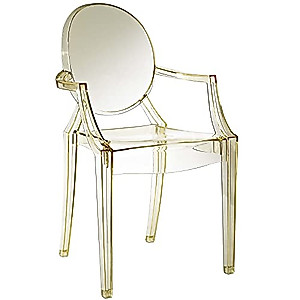 Modway Casper Modern Acrylic Stacking, Two Dining Armchairs, Yellow