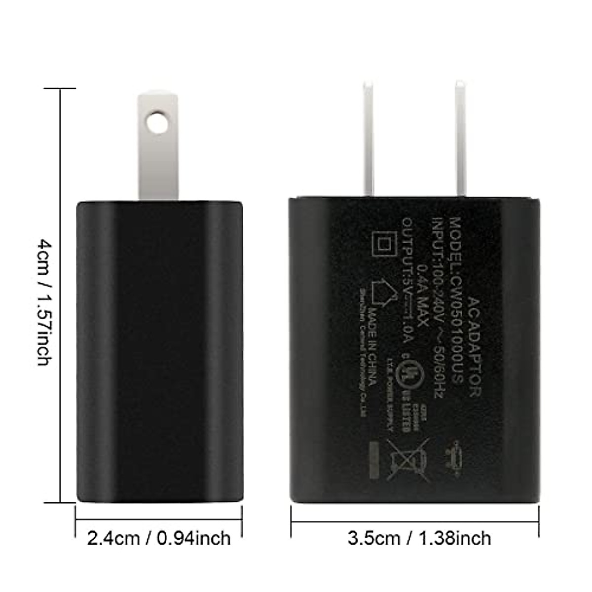 Dericam 5V 1A Micro USB Wall Charger, Android Charger Cable, 5 Volt 1000mA AC to DC Power Adapter for Charging of Android Smartphone/Kindle Fire, Security Camera, 5ft/1.5M Power Cord, US Plug(Black)