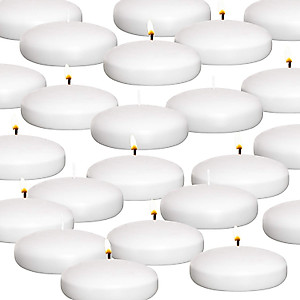 Royal Imports Floating Candles, Unscented Dripless Wax Discs, for Centerpieces, Wedding, Party, Holiday, Made in USA (Pack of 24, White, 3 Inch)