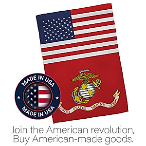 US Marine Corps Garden House Flag - Set Armed Forces USMC Semper Fi United State American Military Veteran Retire Official - Decoration Banner Small Yard Gift Double-Sided Made in USA 28 X 40