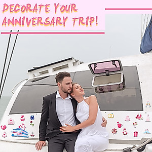 Oudain 19 Pcs Honeymoon Cruise Door Decorations Wedding Cruise Door Magnets Honeymoon Cruise Sign Wedding Car Magnets Cruise Ship Magnets for Honeymoon Anniversary Wedding Carnival Cruise Party Decor