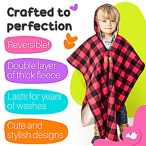 Birdy Boutique Car Seat Poncho for Kids – Safe to Use Over Seat Belts – Reversible Warm and Cozy Blanket – Easy on Easy Off and Doesn’t Impact Car Seat Performance – Deer and Buffalo Plaid – One Size