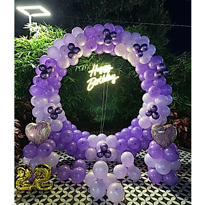 White Purple Confetti Latex Balloons, 50pcs 12 inch Helium Party Balloon with 33 Ft Purple Ribbon for Birthday, Girls Baby Shower, Wedding, Anniversary and Festival Ceremony Princess Decoration