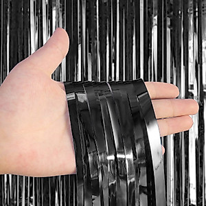 TOTAFAM White Fringe Curtains, Xtra Large Foil Fringe Curtains, Pack of 2 Foil White Backdrop Curtains Party Decorations for Birthday Wedding Bridal Shower Cocktail Christmas New Year Party