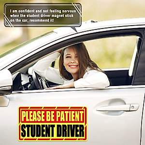 Botocar Student Driver Car Magnet, 2 Pack Super Large Please Be Patient Student Driver Signs for Car, Reflective New Driver Vehicle Bumper Magnetic Sticker, Novice Driver Safety Warning Sign, 12×6in