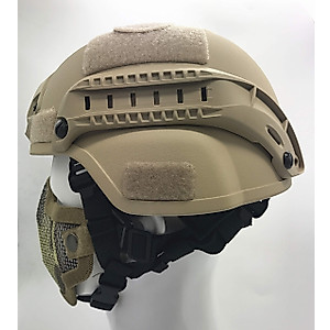 Willbebest Tactical Airsoft Paintball MICH 2000 Helmet with Side Rail & Wing-Loc Adapter, Comes with a Half Face Metal Mesh Airsoft Mask