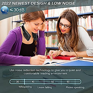 IHOWOTE Neck Fan,2022 Upgraded Portable Neck Fan with Cooling Towel(40"x12"),360° Cooling Personal Hanging Fan with 3 Speed,Blow Cold Air in Heat Day,Long Use Time,Perfect for Outdoor Indoor(Black)