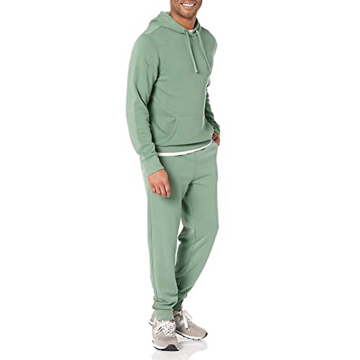 Amazon Essentials Men's Lightweight Long-Sleeve French Terry Hooded Sweatshirt (Available in Big & Tall), Sage Green, Large