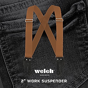 Welch, WK-7854X-LEF-PAL, Work Suspenders for Men and Women - Button on Pants, 2-inch wide Elastic, Adjustable Strap, X-Back Design, for Suit, Underclothing, Jeans, Pants, and Trousers, Size X-Large