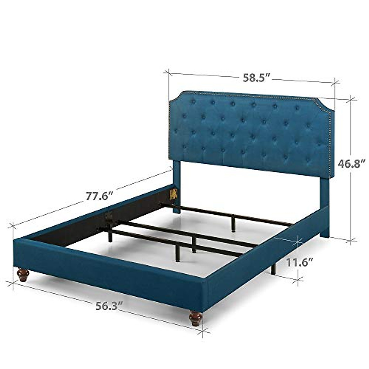 ZINUS Andover Upholstered Bed Frame / Tufted Bed Frame with Nailhead Detail / Adjustable Headboard / Easy Assembly, Full