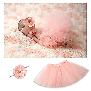 Baby Tutu Skirt Infant Tutus Baby Girls & Toddlers Girls Pink Tulle Tutu First Birthday Tutu Skirt Sets with Flower Headband