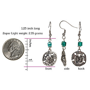SPUNKYsoul Artsy Mermaid Starfish Sand Dollar Dangle Fashion Earrings for Women (Sand Dollar Teal)