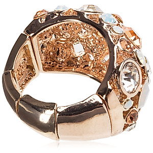 GUESS "Basic" Rose Gold Domed Multi-Stone Adjustable Ring, Size 7-9