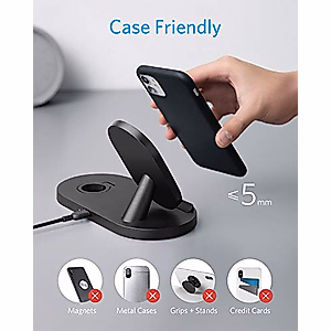Anker Wireless Charging Station with QC Charger, PowerWave Sense 2-in-1 Stand with Watch Charging Holder for Apple Watch SE/6/5/4/3/2/1, iPhone SE 2020, 11, 11 Pro (Watch Charging Cable Not Included)