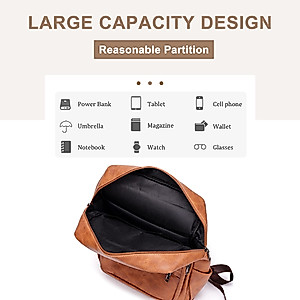 Men's Business Travel Backpack Vintage PU Leather Large Capacity Bookbag 15.6 inch Laptop Daypacks (B/Brown)