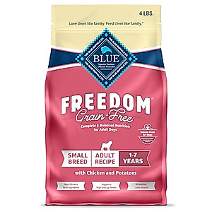 Blue Buffalo Freedom Grain-Free Small Breed Dry Dog Food, Supports High Energy Needs, Made in the USA With Natural Ingredients, Chicken & Potatoes, 4-lb. Bag