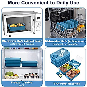 Dompion Bento Box Lunch Container, 2 Layers Stackable Lunch Box with Compartments, Large 2000ML Leakproof Microwave Safe Dishwasher Safe Bento Lunch Box with Utensil Set for Kids and Adults