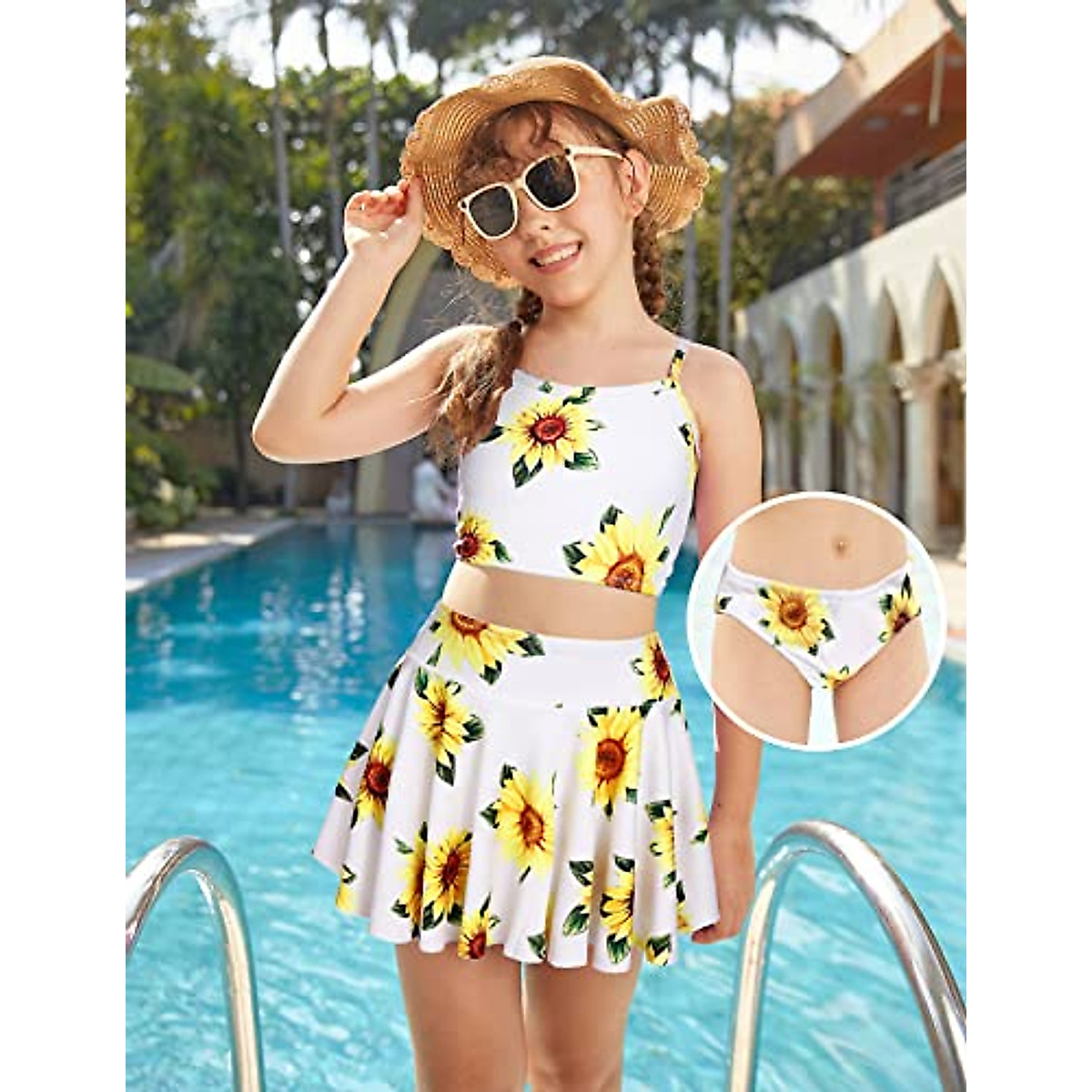 Arshiner Girls' Tankini Bathing Suits Beach Cute Swimwear Bikini Swimsuits Kids Swimming Clothes Size 8 9 Years