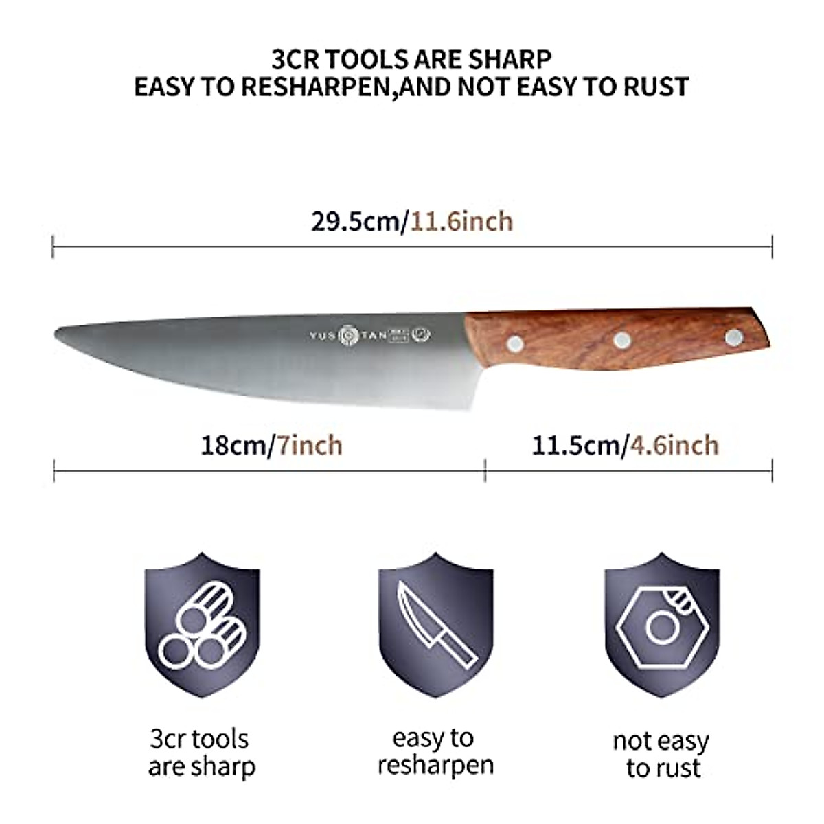 YUSOTAN Santoku Knife-Chef Knife,Multi-Designed Handles In Various Materials (Rosewood Chef Knife-7 inch)