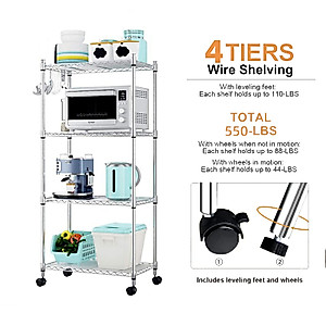 Storage Shelves,Shelf Adjustable Wire Shelving Unit,Sturdy Steel Metal Shelves Heavy Duty Shelving Units and Storage with Casters for Garage,Living Room,Bathroom, 36L X 14W X 59H.5Tier Black