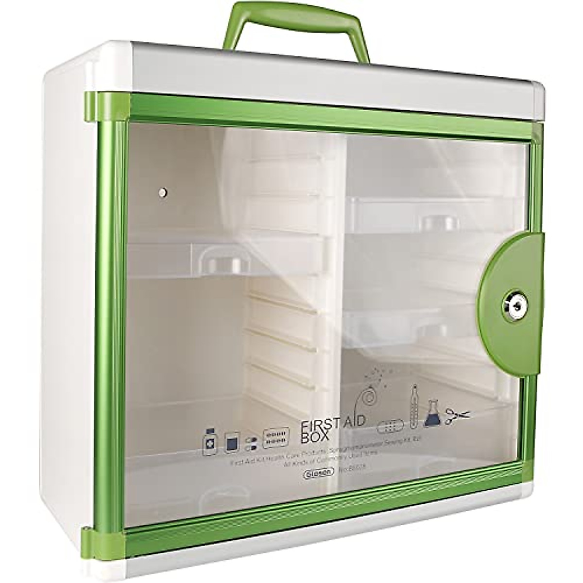 Glosen Locking Medicine Cabinet Wall Mounted and Portable Storage Container Big Capacity Green