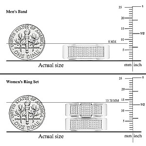 Dazzlingrock Collection 0.65 Carat (ctw) Round White Diamond Square Cluster Wedding Trio Ring Set in 925 Sterling Silver, Women size 8 & Men size 11