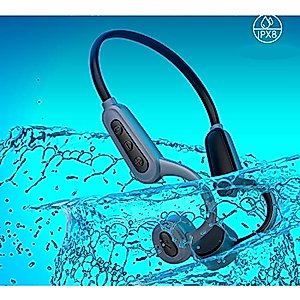 Sudroid Bluetooth Waterproof Headphones Wireless, Bone Conduction Headphones Hi-Fi Stereo Sound Neckband Open Ear Headset for Swimming Cycling Running Gym, Grey