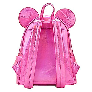 Loungefly Disney Minnie Mouse Glitter Sparkle Womens Double Strap Shoulder Bag Purse (Pink)