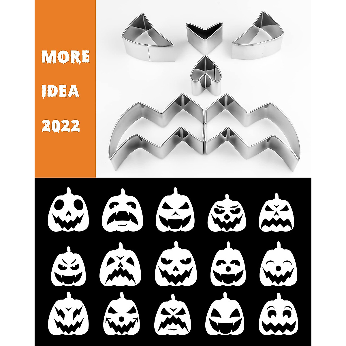 JUSTOTRY Pumpkin Carving Kit with Hammer Safe for kids, Halloween Pumpkin Cutter Tools, Durable Stainless Steel Non-knife Shaped Stencils, Pumpkin Carving Set for Adults, 23 PCS