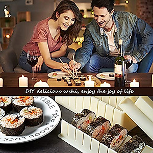 HI NINGER Sushi Making Kit Deluxe Edition Heart Sushi Mold Complete Sushi Maker Kit 12PCS Home Sushi Mold Press with 8 Sushi Rice Roll Mold Shapes 1 Fork 1 Spatula 1 Sushi Knife DIY Home Sushi Tool