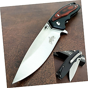 7.75" Open Folding Blade Pocket Knife Wood Edc Outdoor Survival Hunting Knife by Survival Steel
