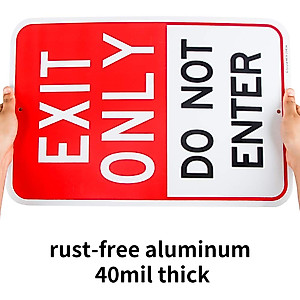 Large Exit Only Do Not Enter Sign, 18"x 12" .04" Aluminum Reflective Sign Rust Free Aluminum-UV Protected and Weatherproof