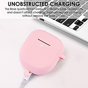 Case for Bose QuietComfort Earbuds II 2022,Filoto Silicone Protective Skin Cover Bose QuietComfort Earbuds 2 Accessories with Bracelet Keychain,Cute Protective Case with Charging Case for Woman(Pink)