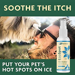 Vet Organics Hot Spot Spray for Dogs and Cats – EcoSpot 4 Oz. Natural Skin Soother Solution for Cat and Dog Allergy Support, Itch Relief, Rashes, and Raw Skin – Cat and Dog Health Supplies