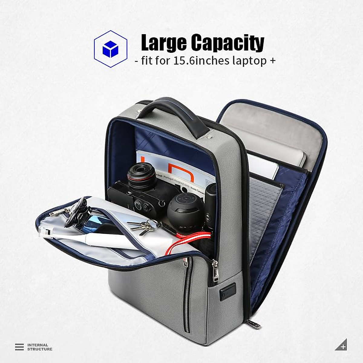 BOPAI Slim 15.6 Inch Laptop Backpack Men Business Anti Theft Backpack