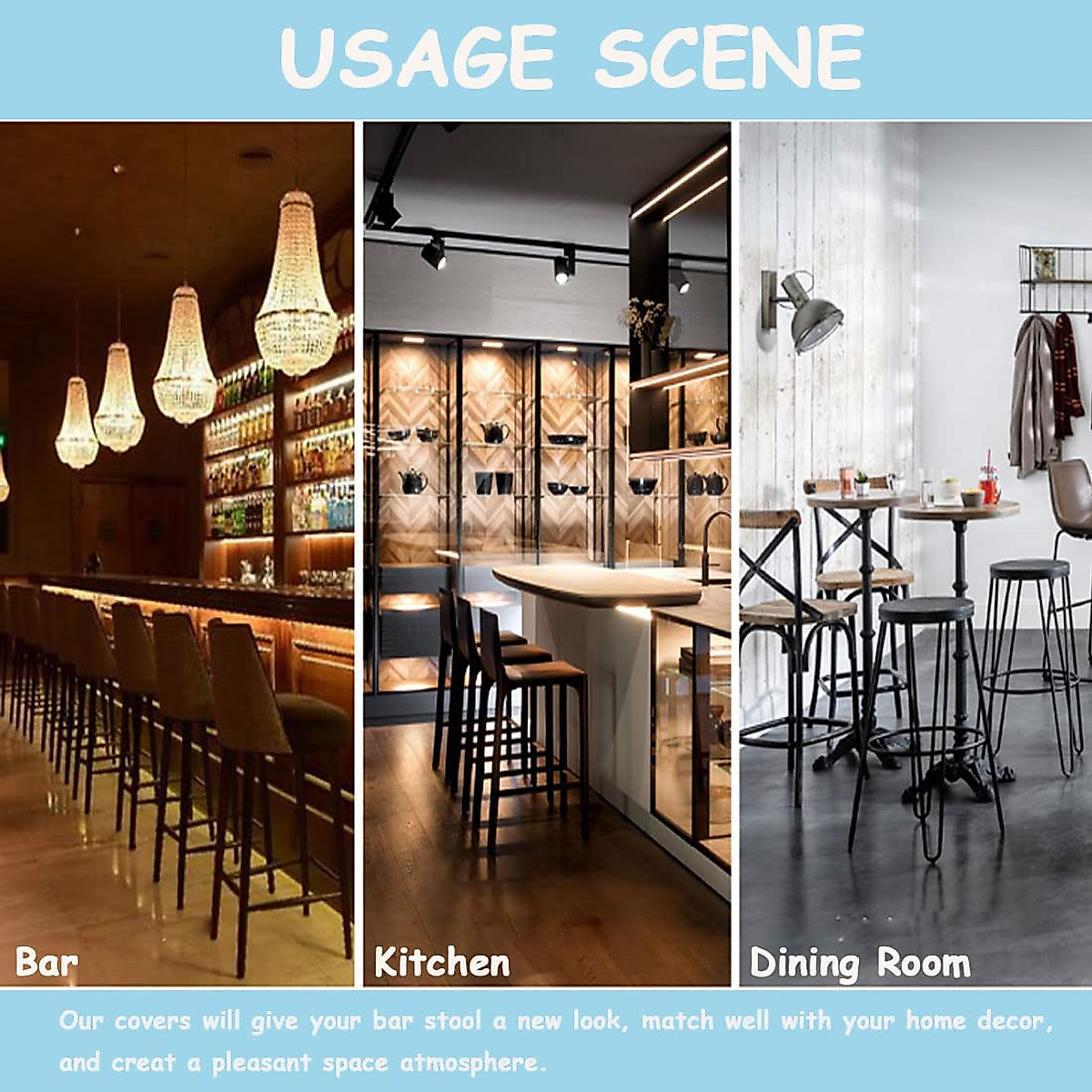 Bifaunvogel Counter Height Bar Chairs Cover Set of 4 Jacquard Swivel Bar Stools Slipcovers Stretchable Swivel Barstools Chair Covers Protector for Home Kitchen Bar Cafe Black