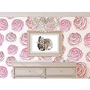 Bashful Bunny Floral Crown 11x17 (Unframed) Baby Nursery Wall Decor Prints (Option 1)