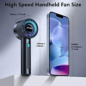 Jrisbo Portable Fan Handheld, High Speed Mini Personal Fan, 2600mAh Battery Powered USB Rechargeable Fan with 4 Speeds for Travel, Outdoor, Home, Office
