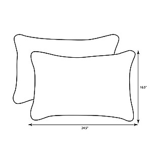 Pillow Perfect Stripe Outdoor Throw Accent Pillow, Plush Fill, Weather, and Fade Resistant, Large Lumbar - 16.5" x 24.5", Blue/Green Topanga, 2 Count