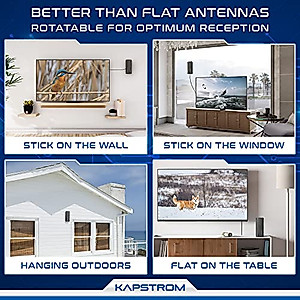 KapStrom 4K HDTV Antenna [Early Release 2023 Chipset] Antenna w/Long Range 300 Miles Reception; Indoor/Outdoor Power Amplifier for Signal Boost; 29.5 ft Coax Cable; Supports All Digital TV Formats