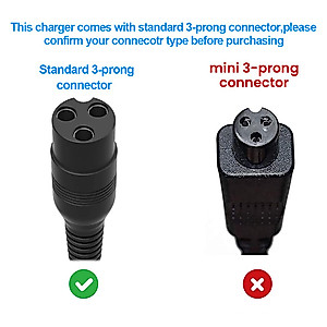 Fast Charging Scooter Battery Charger Standard 3-Prong Inline for Razor E100 E125 E150 E200S E175 E300 E500 MX350, Pocket Mod, Sports Mod and Dirt Quad, Charger Power Supply Cord